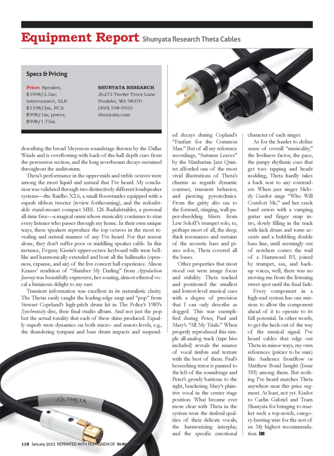 Shunyata Research Theta Speaker Cable